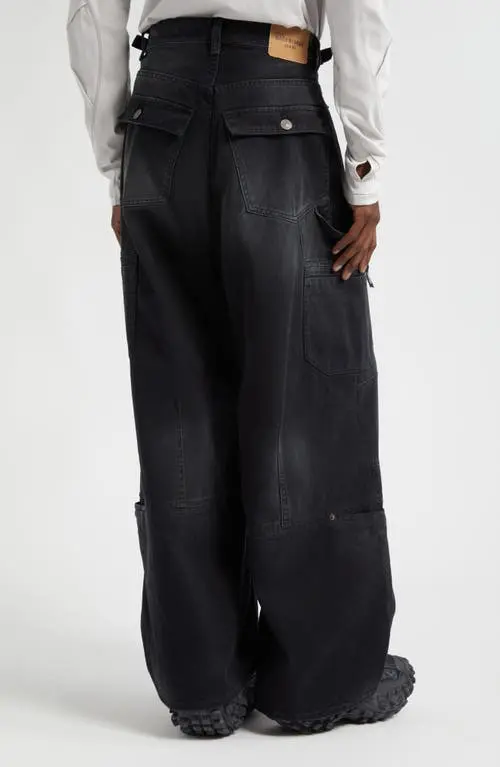 Balenciaga Baggy Denim Cargo Pants In Sunbleached Black - 40% Off